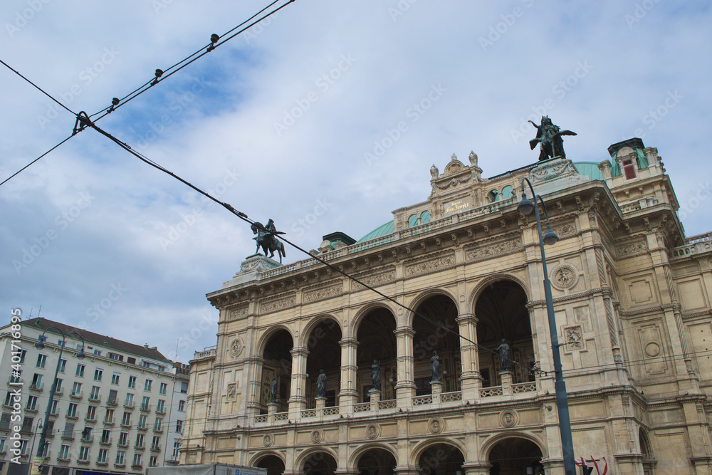 Telephone cables in front of the Wiener Staatsoper (The Vienna State ...