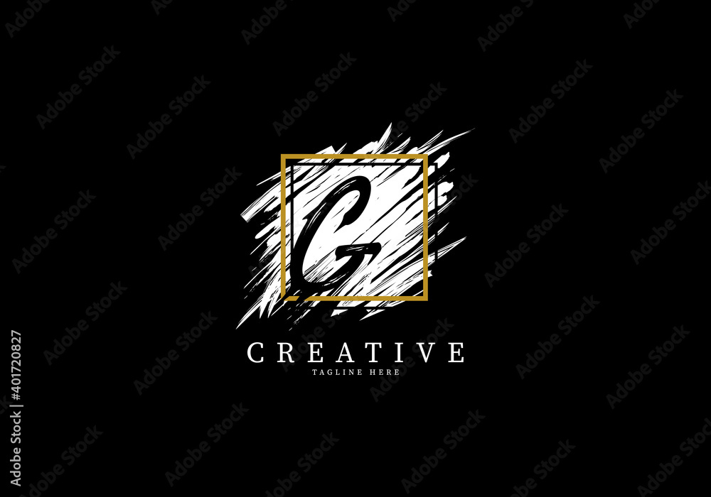 Letter G Splash Grange Logo Design, Texture Brush with a square grid ...