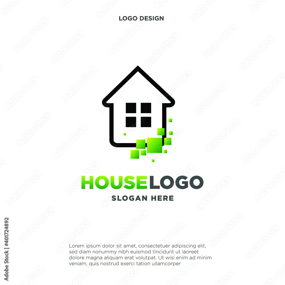 Pixel House logo designs concept vector, Nature Home logo symbol, Home ...