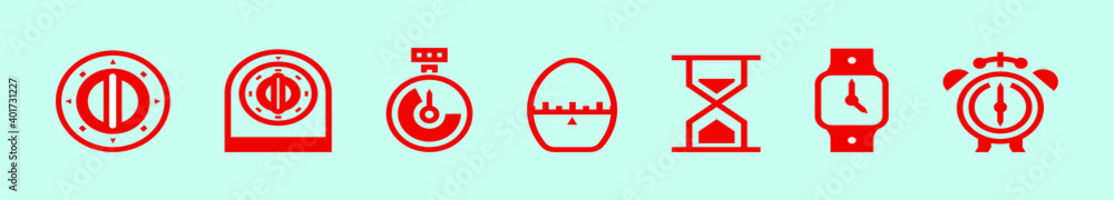 set of egg timer cartoon icon design template with various models ...