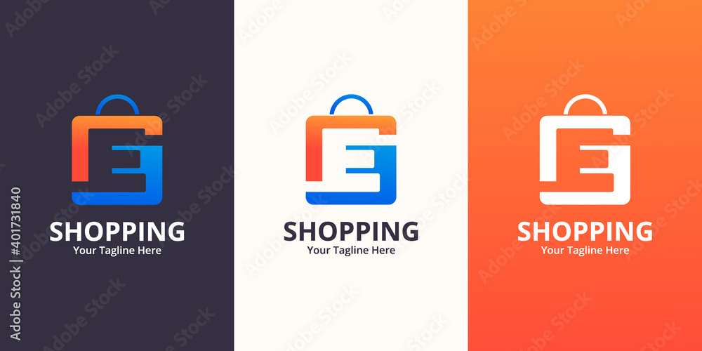 Initial E Shop Logo designs Template. Illustration vector graphic of ...