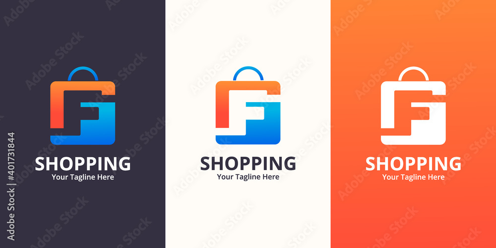 Initial F Shop Logo designs Template. Illustration vector graphic of ...