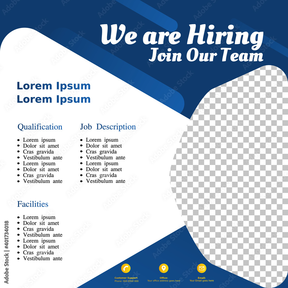 Job recruitment design for companies. Square social media post layout ...