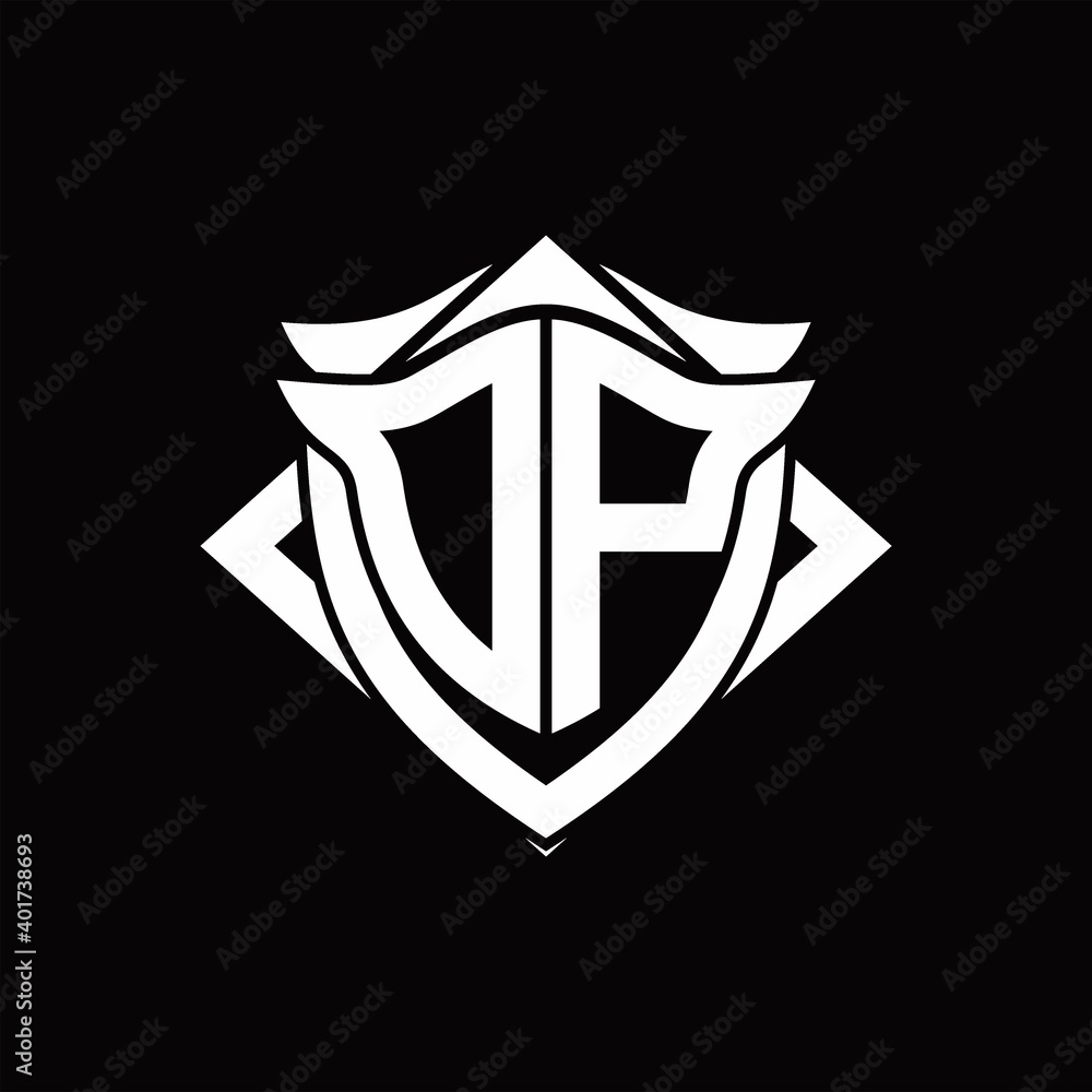 DP Logo monogram with shield and horn shape design template Stock ...