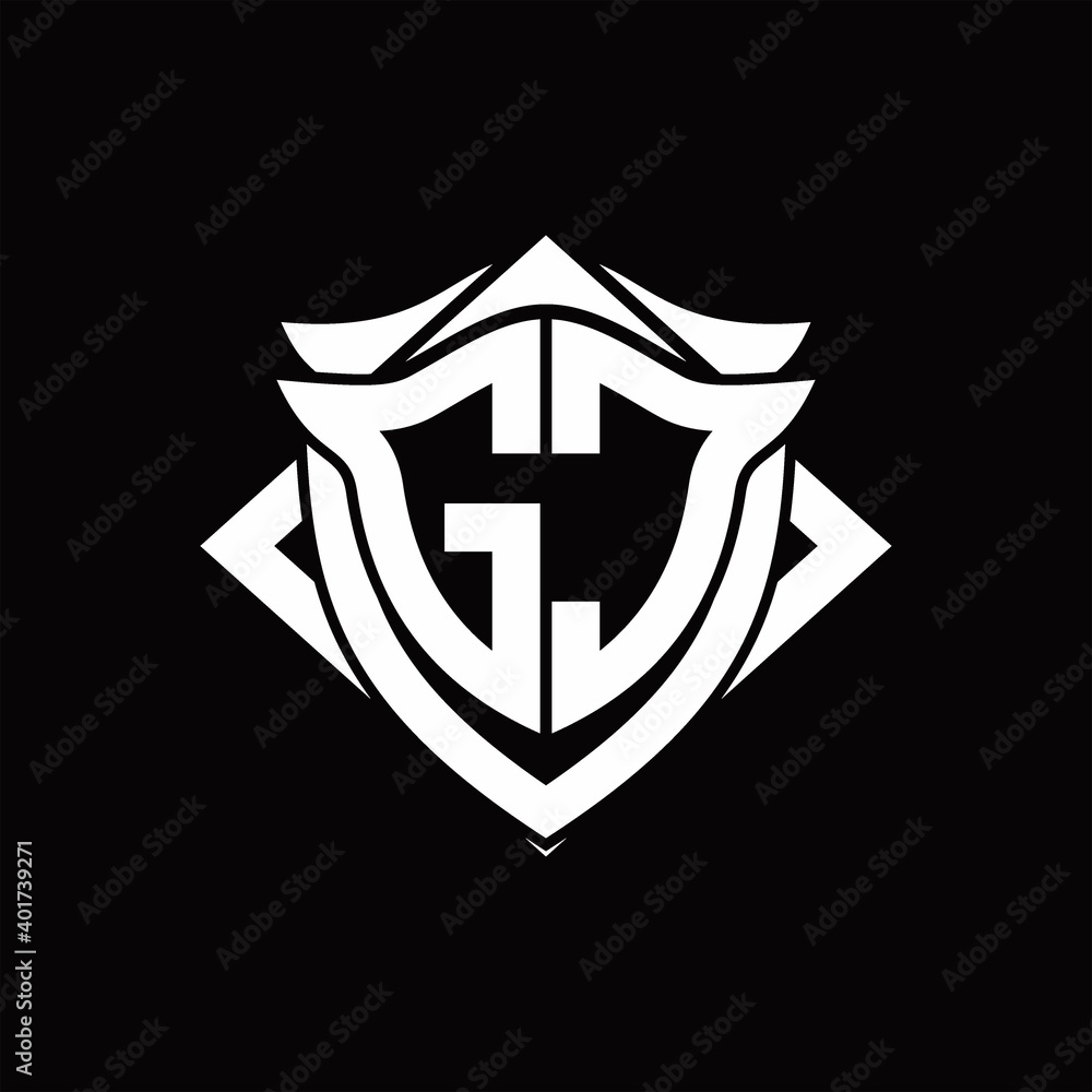 GC Logo monogram with shield and horn shape design template Stock ...