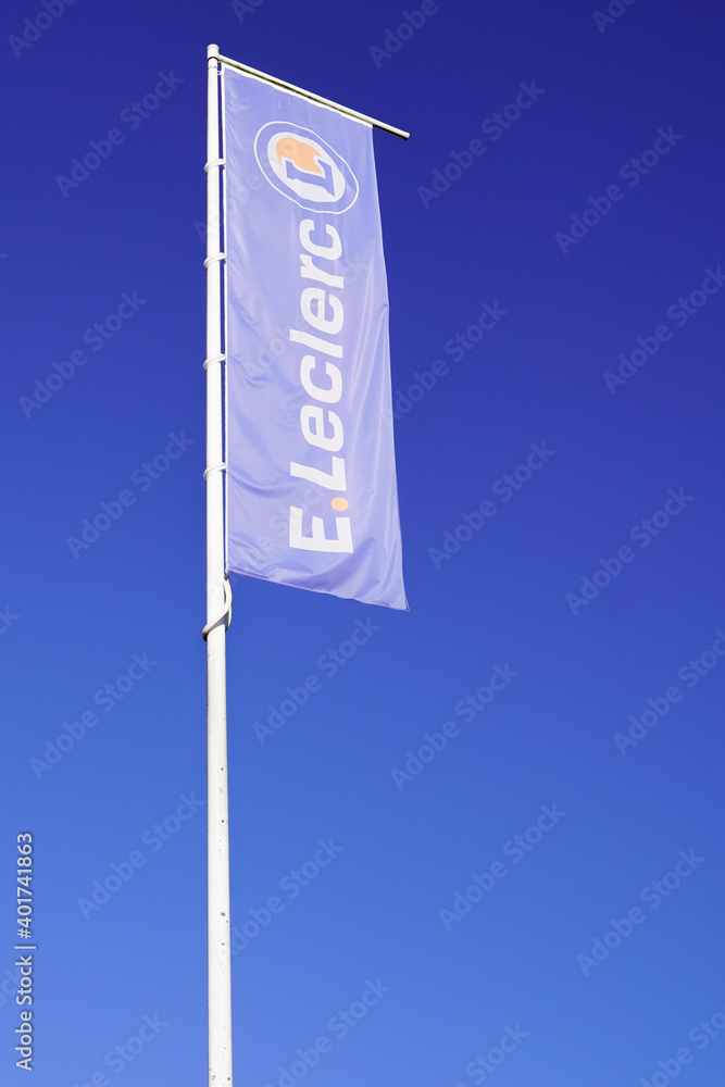 E.Leclerc flag brand sign logo Company store market Leclerc French ...