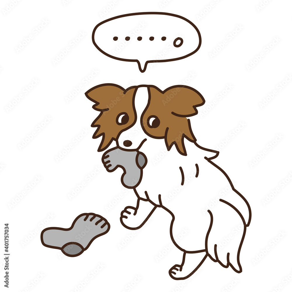 犬パピヨンがいたずらをするイラスト Stock Vector Adobe Stock