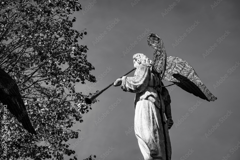 Christian angel statue, in the Sanctuary of Sacro Monte di Orta ...