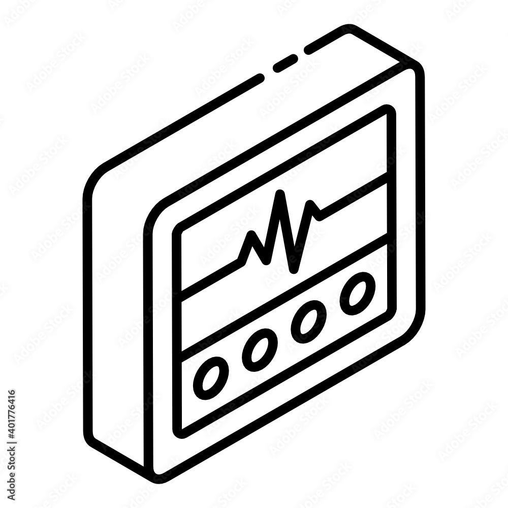Heart rate machine glyph isometric icon showing heartbeat Stock Vector ...