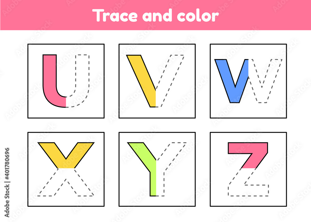 Trace letters for kindergarten and preshool kids. Write and color ...