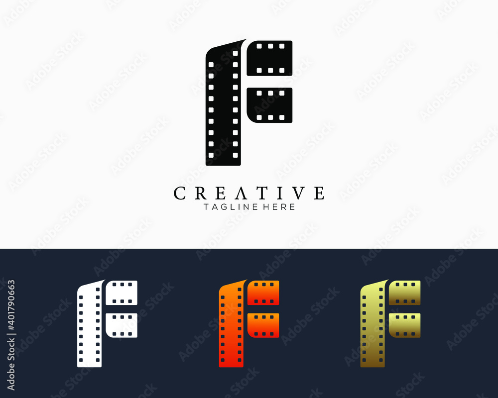 Set of colour letter F logo for strip film vector illustration Stock ...