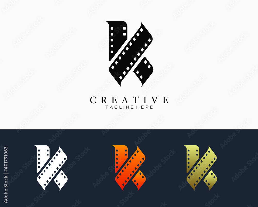 Set of colour letter K logo for strip film vector illustration Stock ...