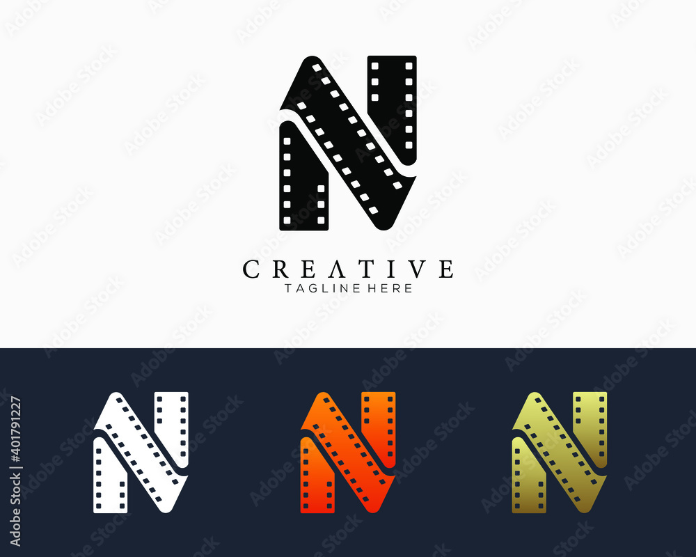 Set of colour letter N logo for strip film vector illustration Stock ...
