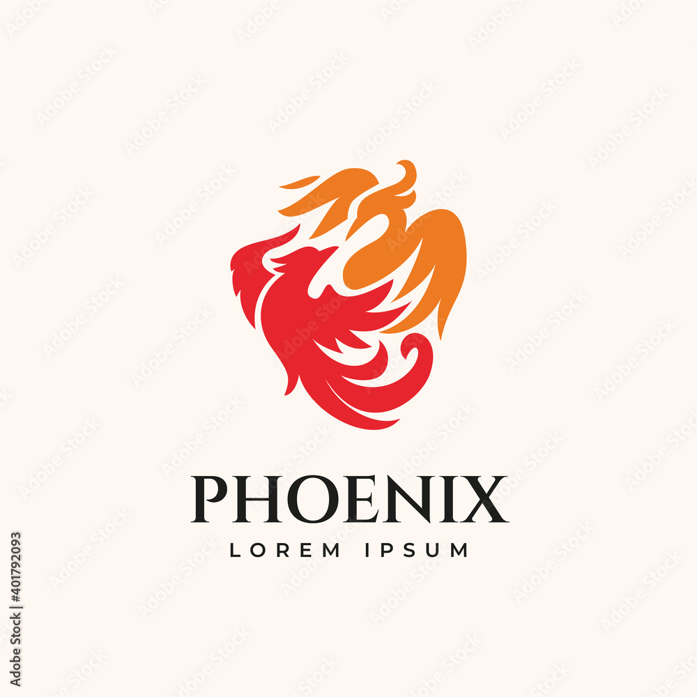 Two couple dancing phoenix vector logo design template Stock Vector ...