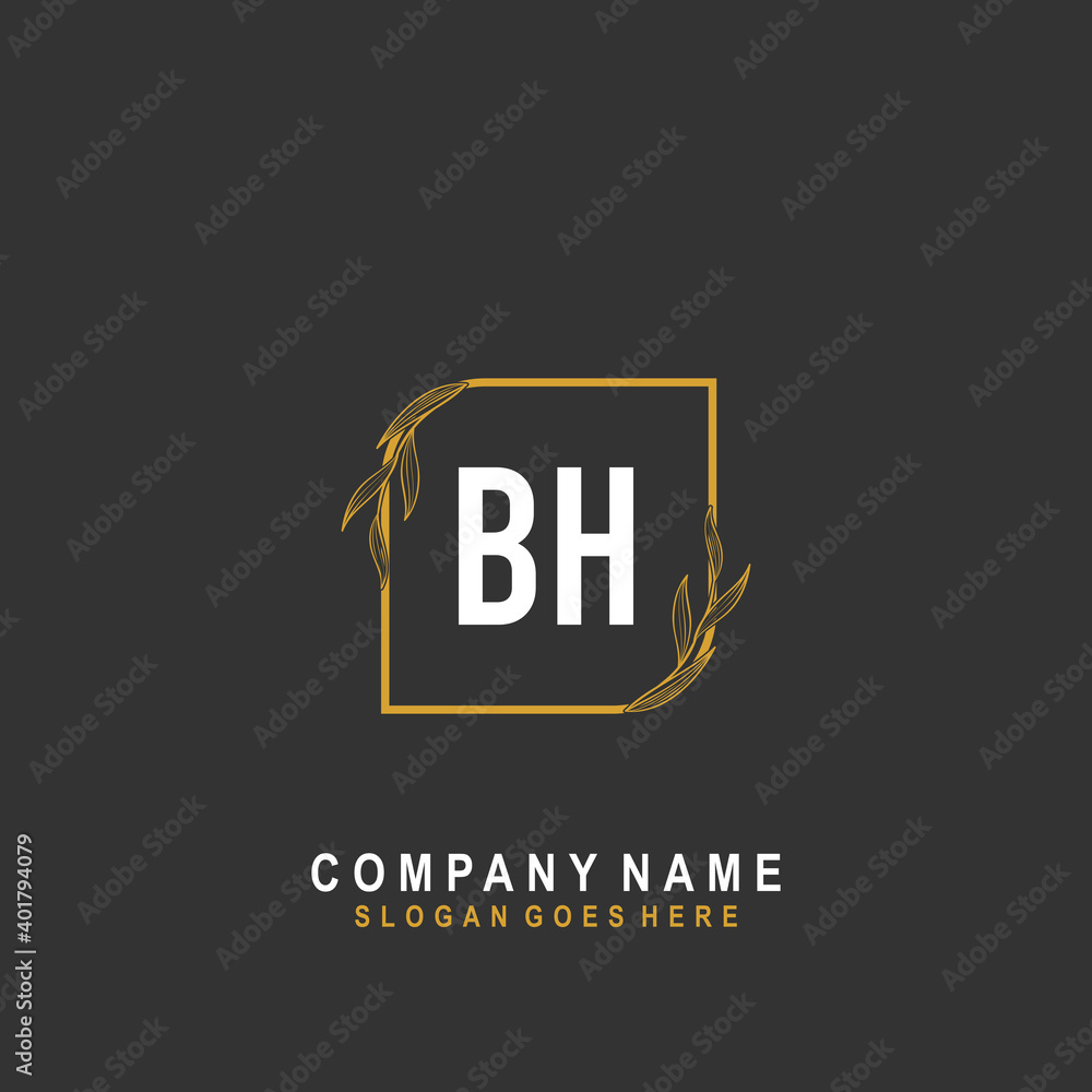Initial letter BH Signature, beauty monogram and elegant logo design ...