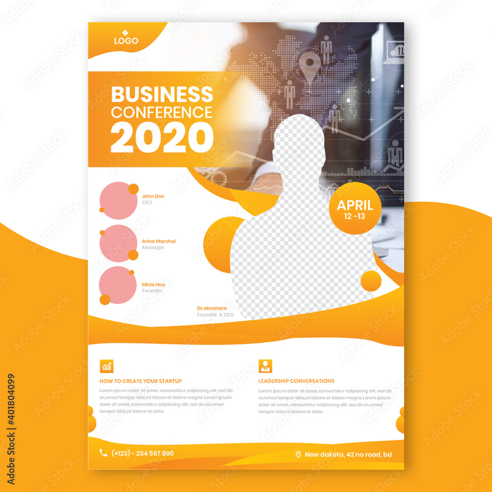 Business conference corporate flyer design/official flyer/orange color ...