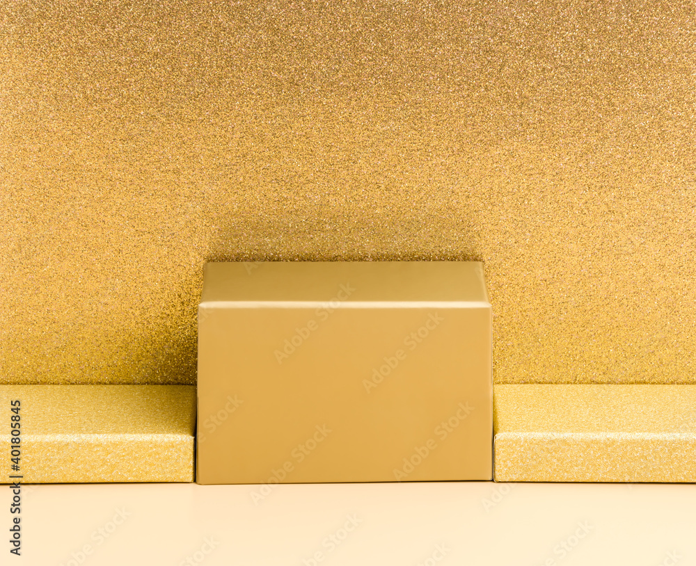 Abstract golden background with podium for product presentation on ...