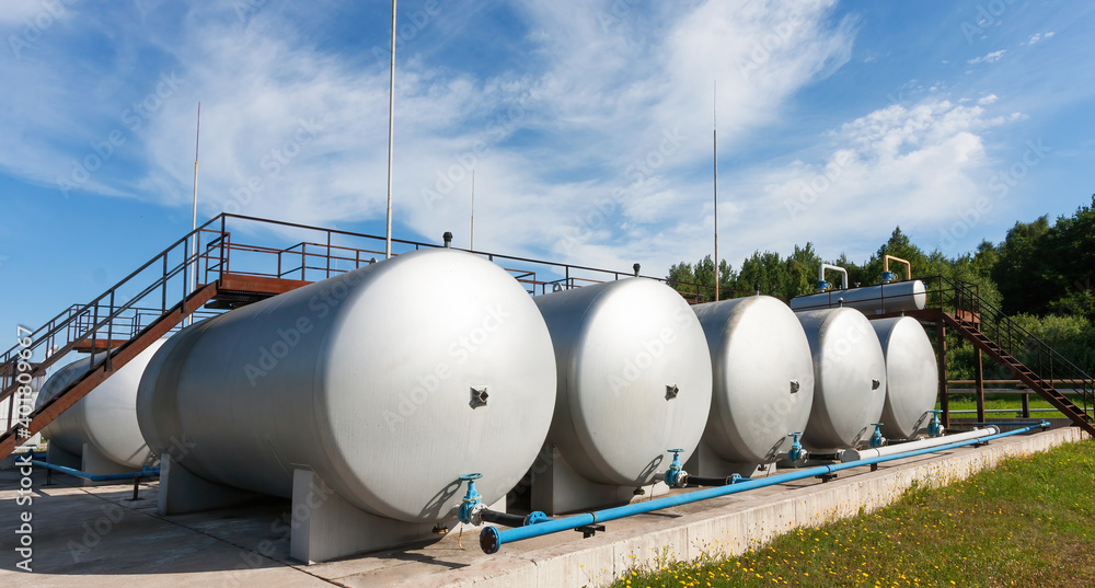 Oil industry. Oil Storage Tanks for petroleum products at the refinery ...