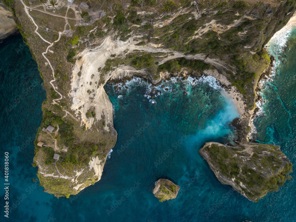 T rex bay in Nusa Penida island, Bali aerial view Stock Photo | Adobe Stock