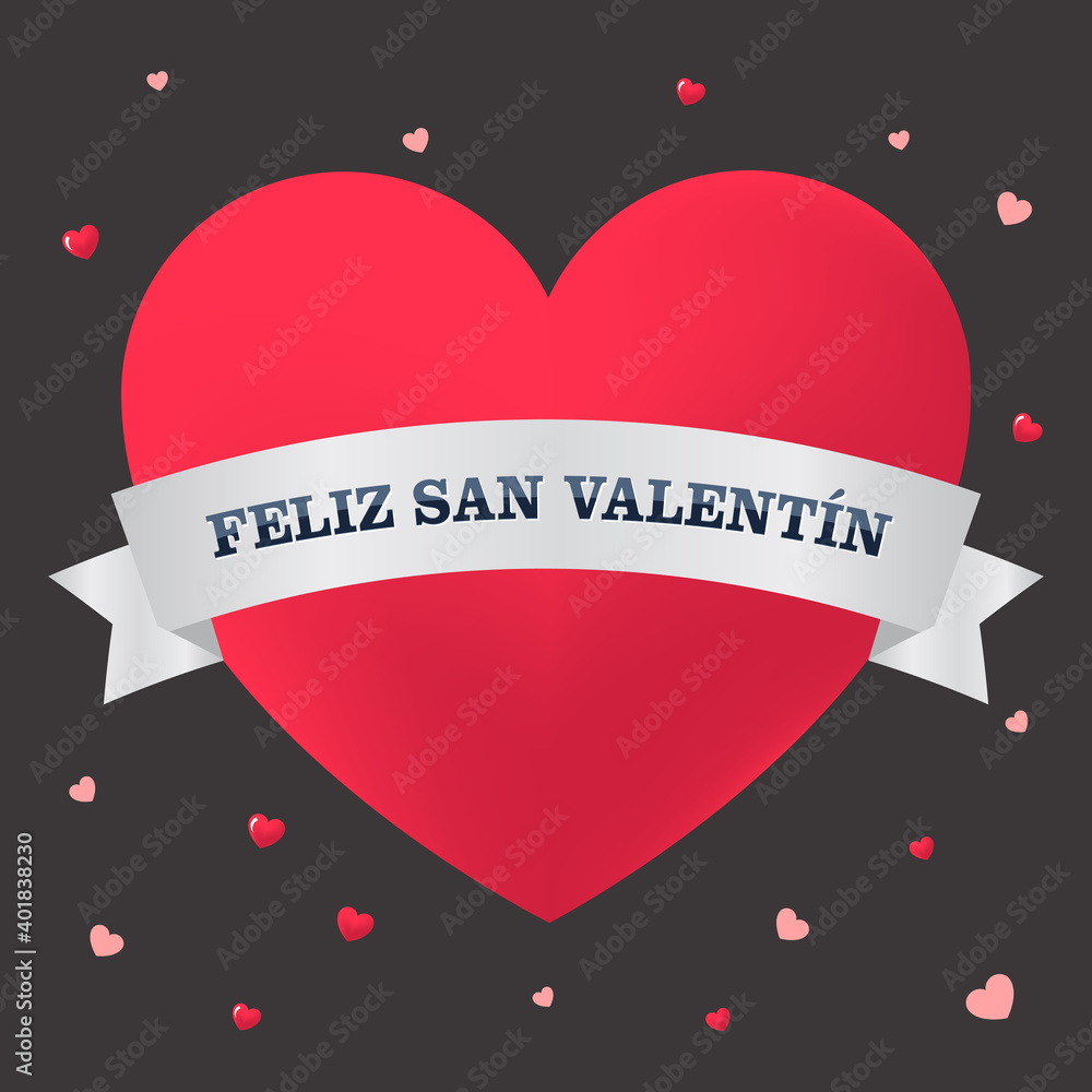 Feliz día de San Valentin día de los enamorados Corazón texto en ...