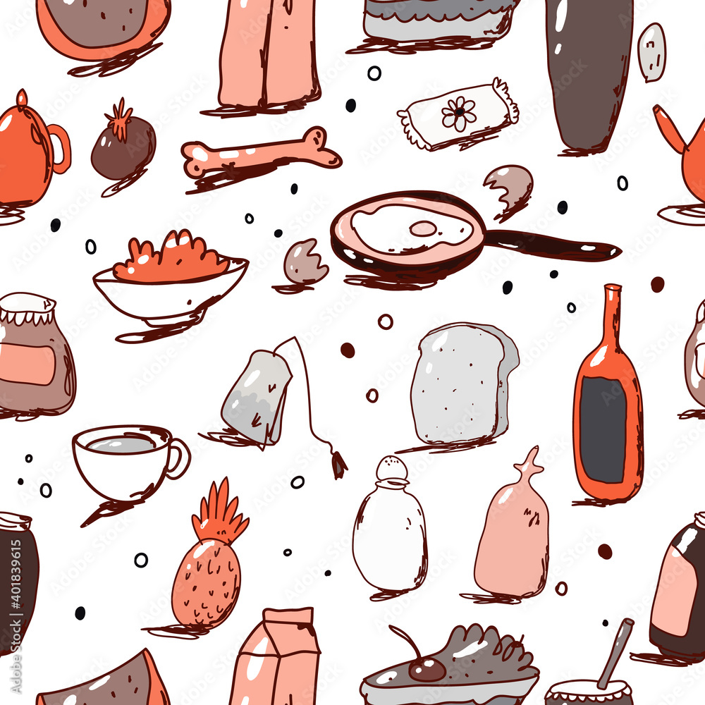 vector set pattern of food hand drawing. Illustration in cartoon style ...
