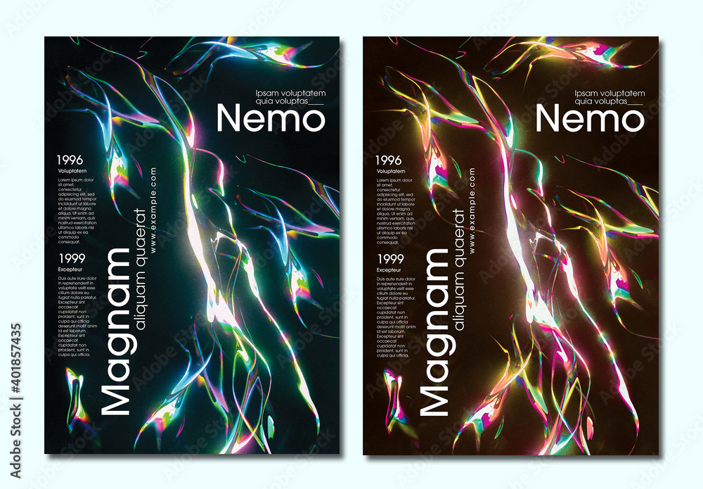 Trendy Abstract Iridescent Holographic Poster Layout Design Stock ...