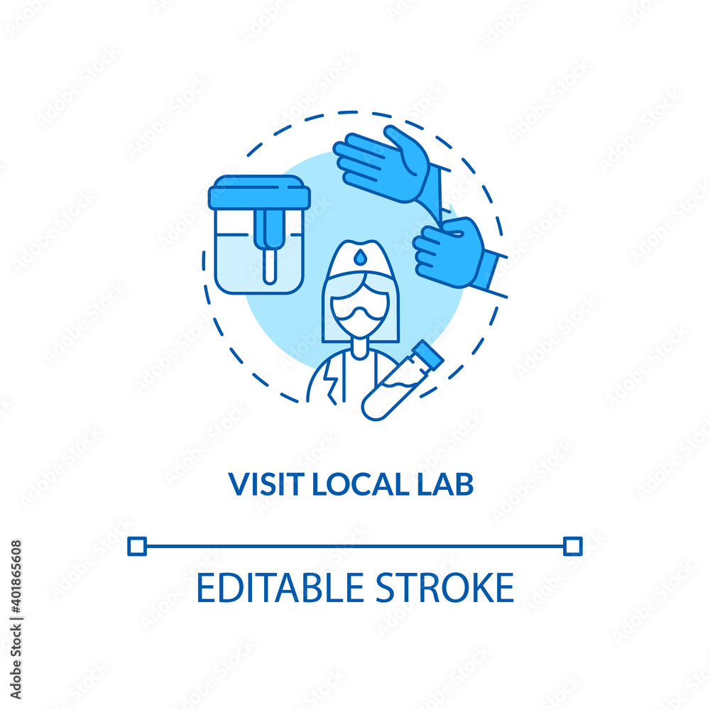 Visiting local lab concept icon. Lab test ordering step idea thin line ...