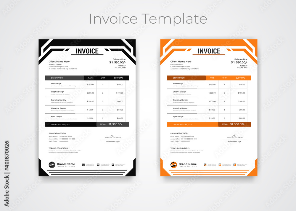 Vetor de Abstract modern minimalist style business invoice template ...