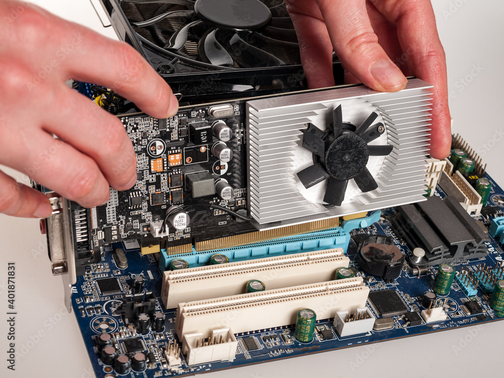 professional device in a computer a modern separate external video card ...