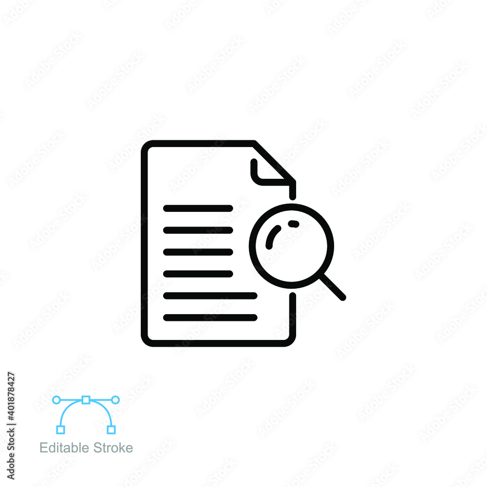 Case study line icon. Research document. Paper with Magnifying glass ...