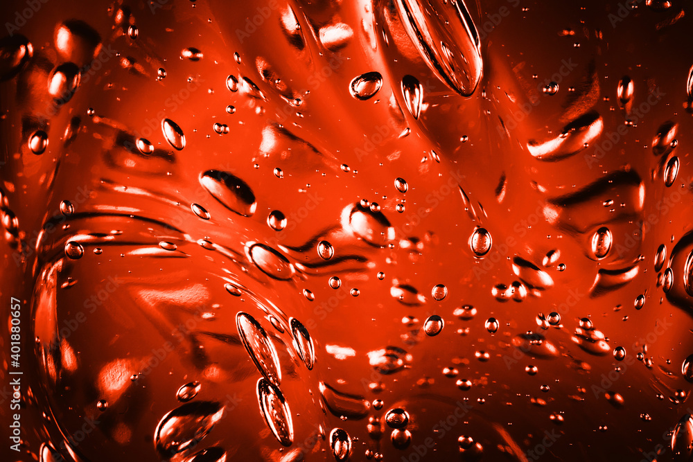 Red water gel background. Abstract round bubble shapes fizzy liquid ...