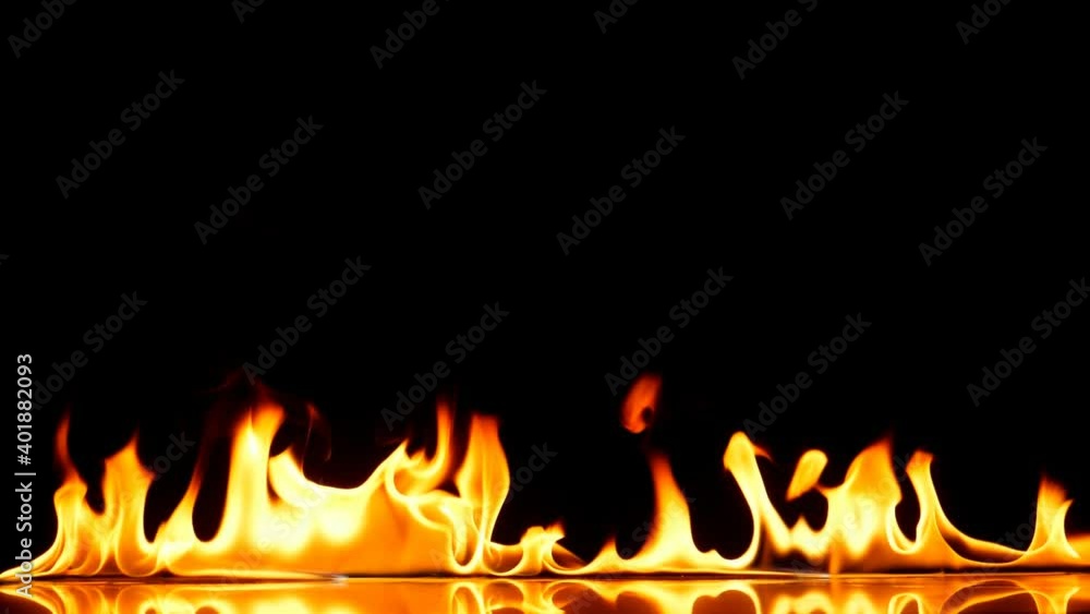 4K Fire Flames Igniting And Burning - Slow Motion. A line of real ...