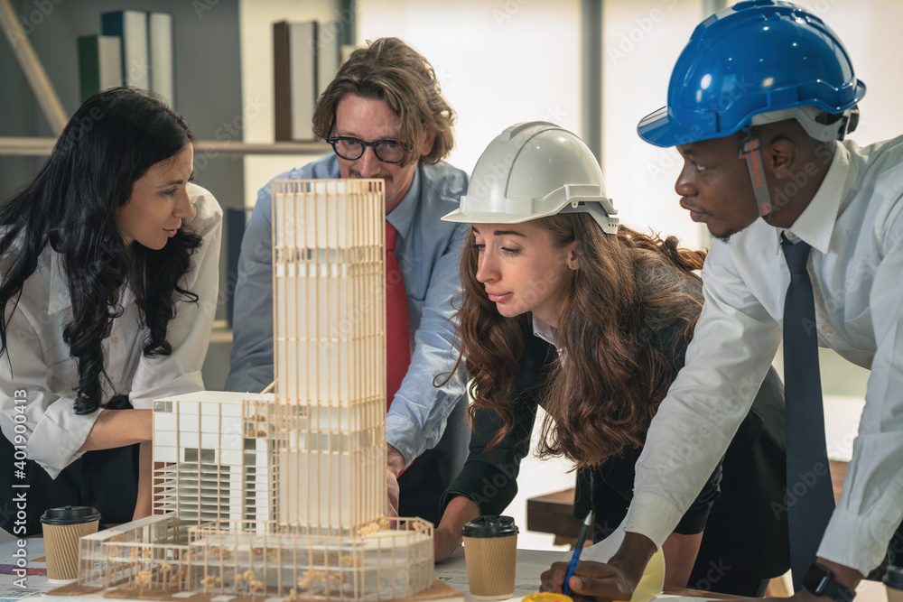 architect team brainstorming for commercial building tower project ...