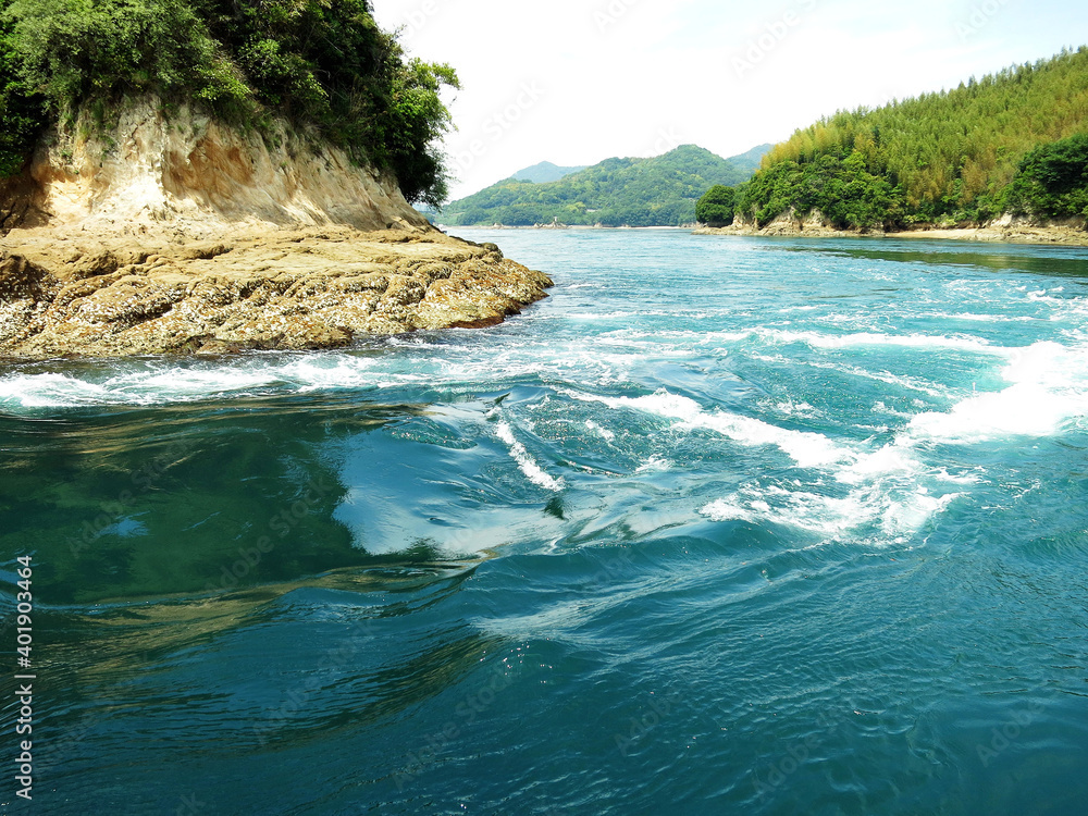 The dynamic whirling tides in Seto Inland Sea, JAPAN, view from the ...