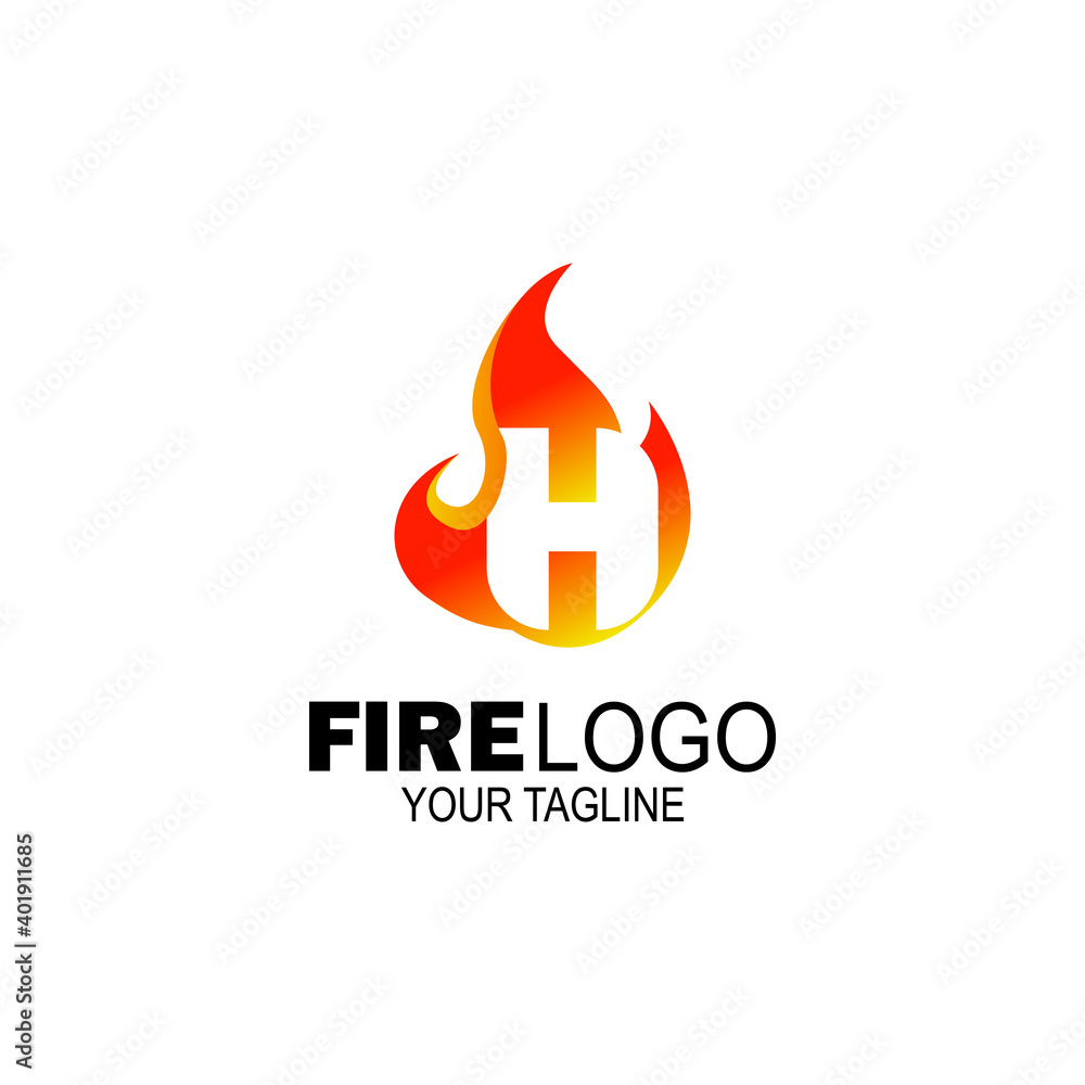 initial Letter H fire logo design. fire company logos, oil companies ...