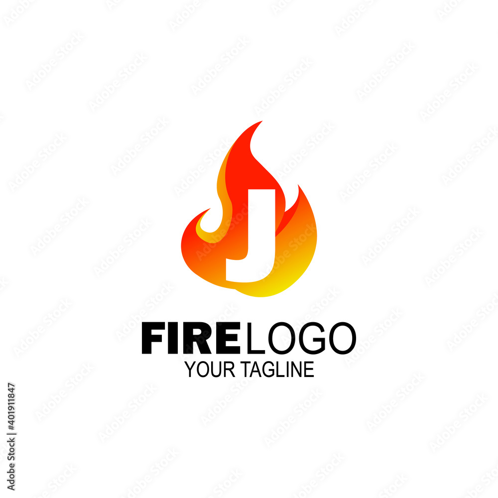 initial Letter J fire logo design. fire company logos, oil companies ...