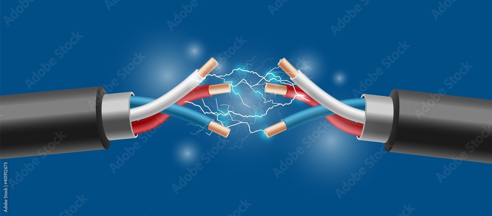 Electric cable with electrical sparks a realistic vector 3d ...