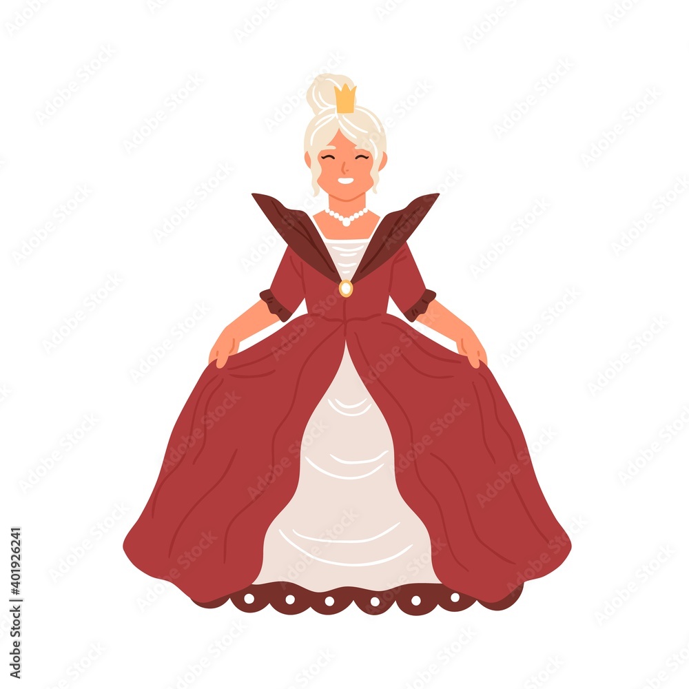 Cute fairytale princess isolated on white background. Adorable girl ...