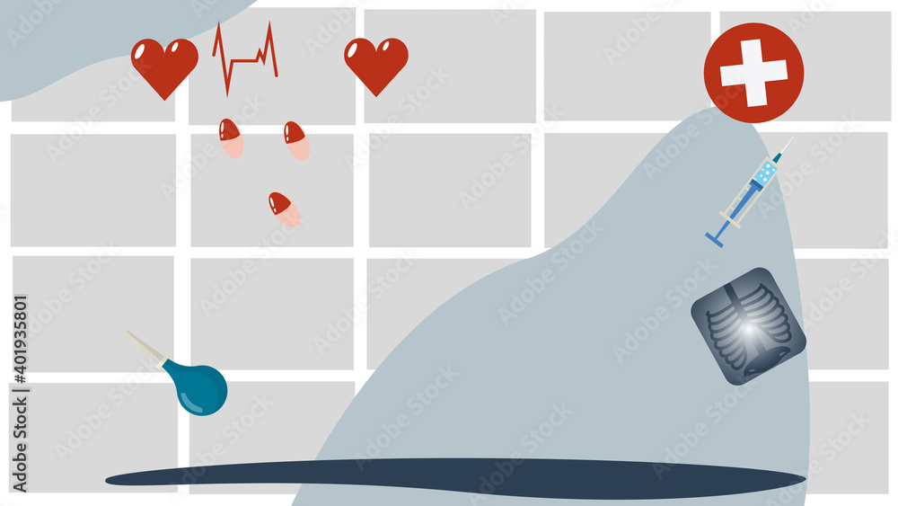 Hospital background design in flat style illustration. Stock ...