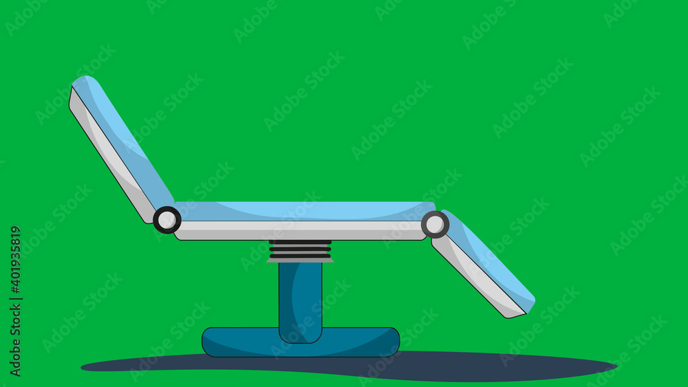 Cartoon dental chair isolated on green background illustration. Stock ...