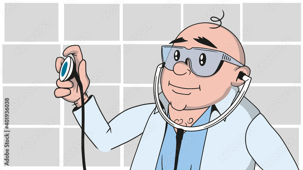 Cartoon doctor with stethoscope background illustration. Stock ...