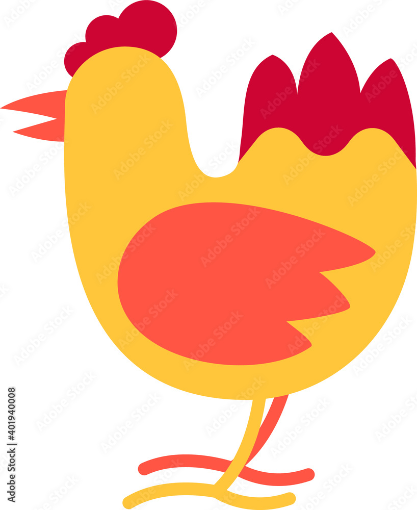 Cartoon chicken in a colorful minimalist style. Isolated vector ...
