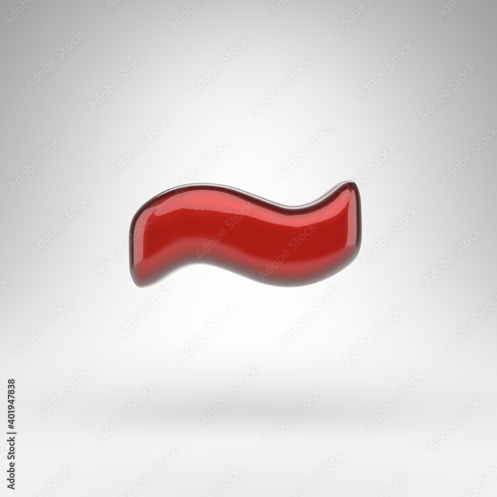 Tilda symbol on white background. Red car paint 3D sign with glossy ...