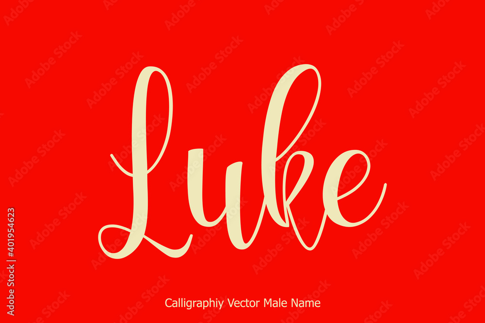 Luke-Male Name Cursive Calligraphy Text on Red Background Stock Vector ...