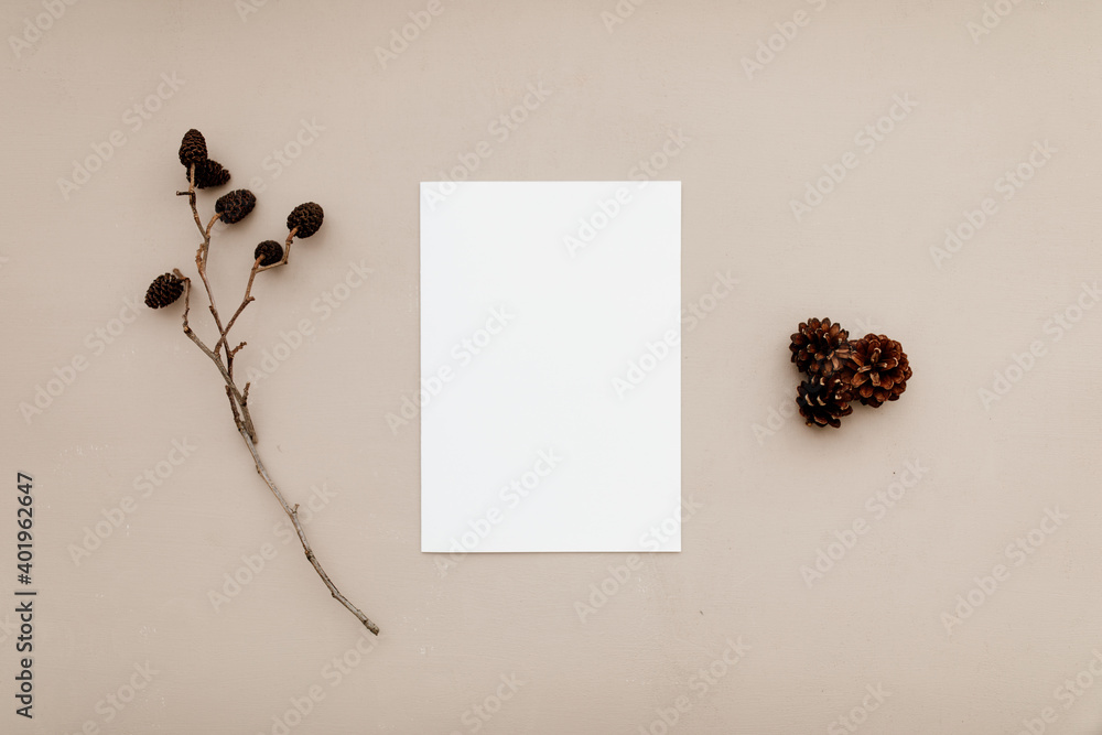 Blank white page on beige background. New Year resolution, wish list ...