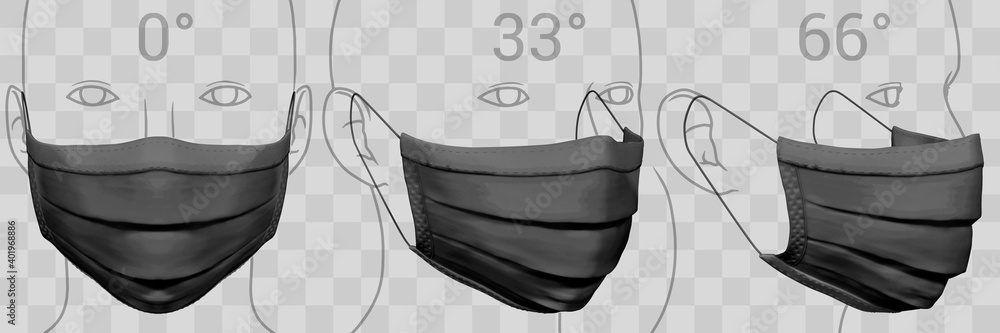 Vector set collection of realistic black face masks on human heads from ...