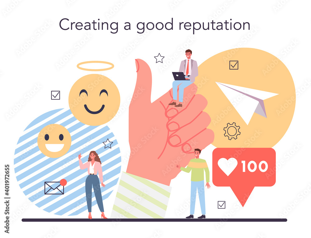 Good reputation concept. Building relationship with people Stock Vector ...
