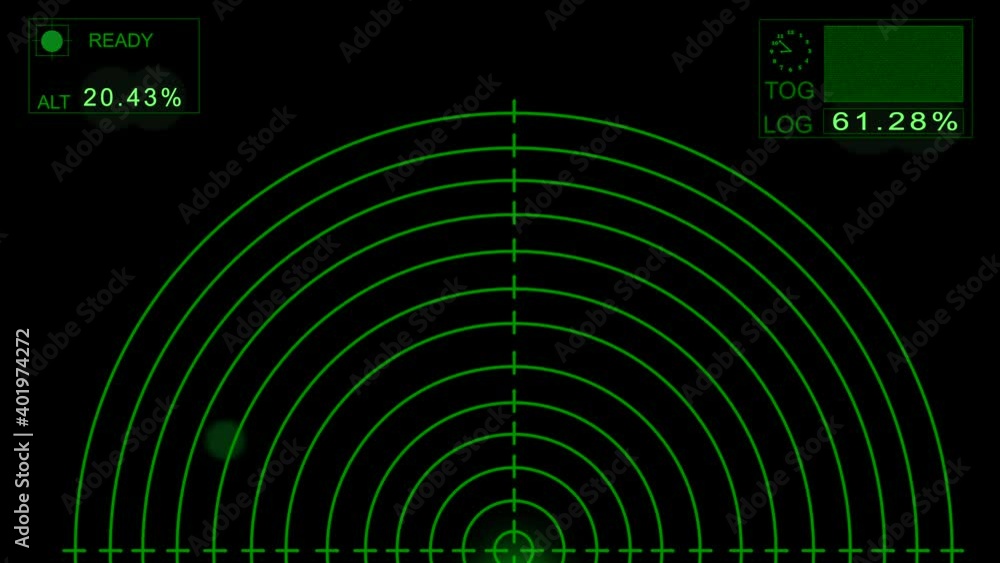 Radar HUD Screen Animation with glow. Aircraft and ship scanner by ...