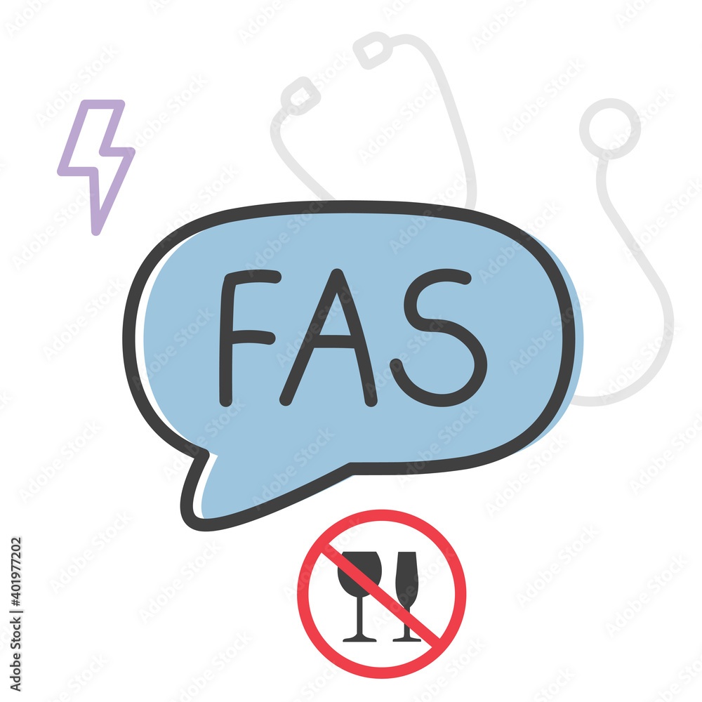 FAS (fetal alcohol syndrome) medical acronym concept- vector ...