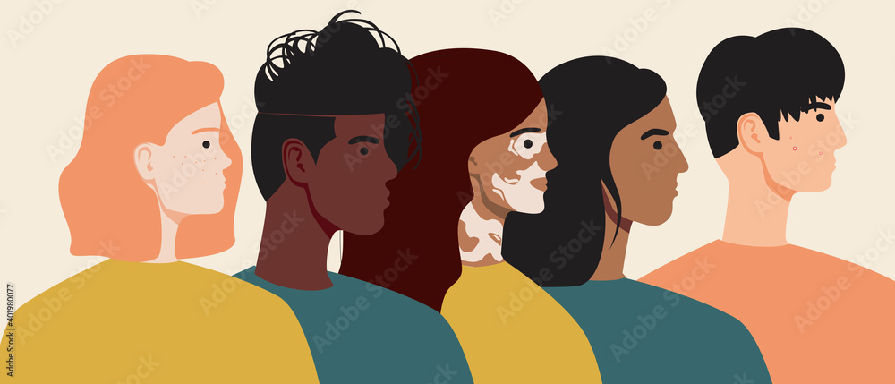 People faces isolated, skin problems, flat vector stock illustration ...